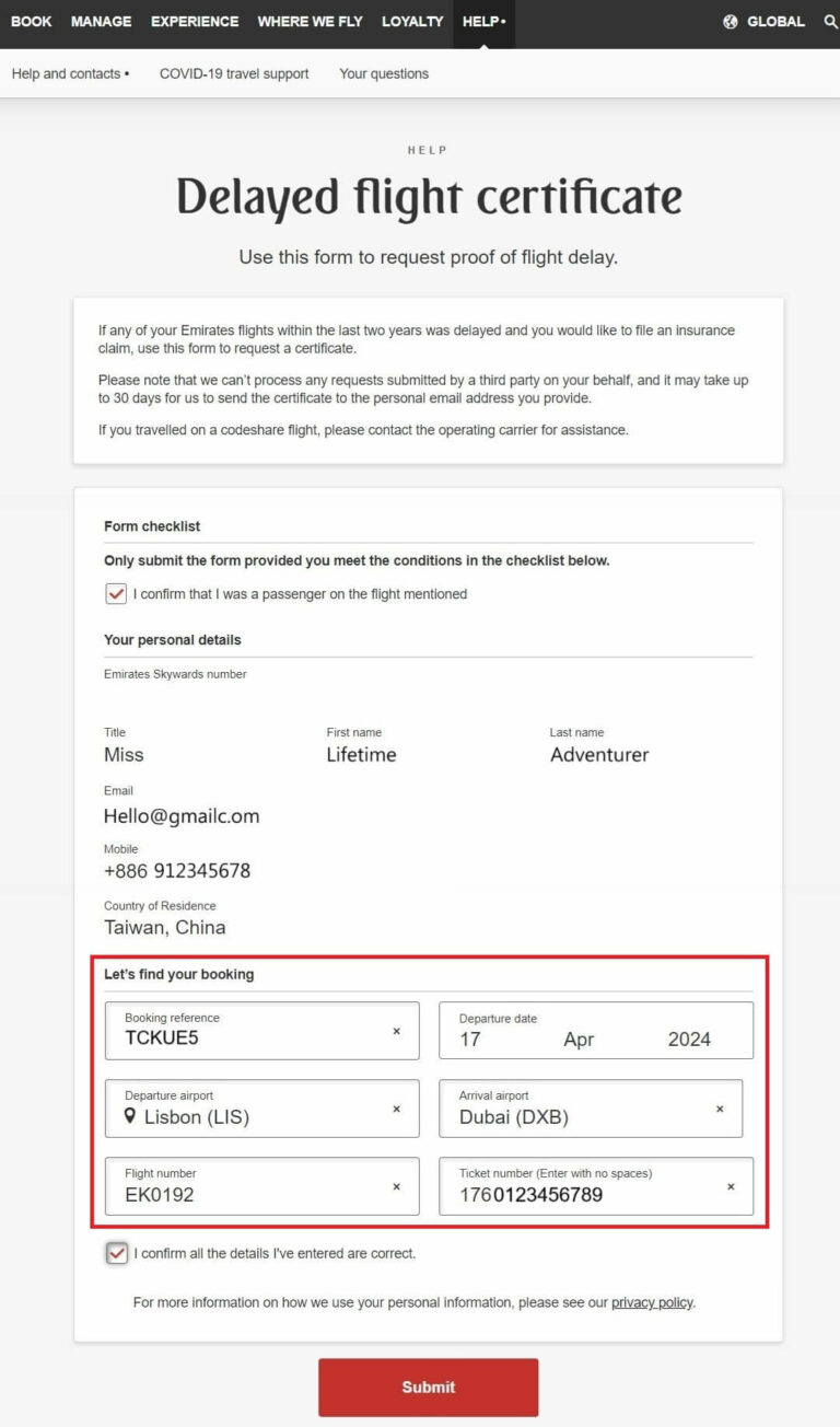 如何向阿聯酋航空申請班機延誤證明？如何線上客訴爭取旅客權益？ - Lifetime Adventurer